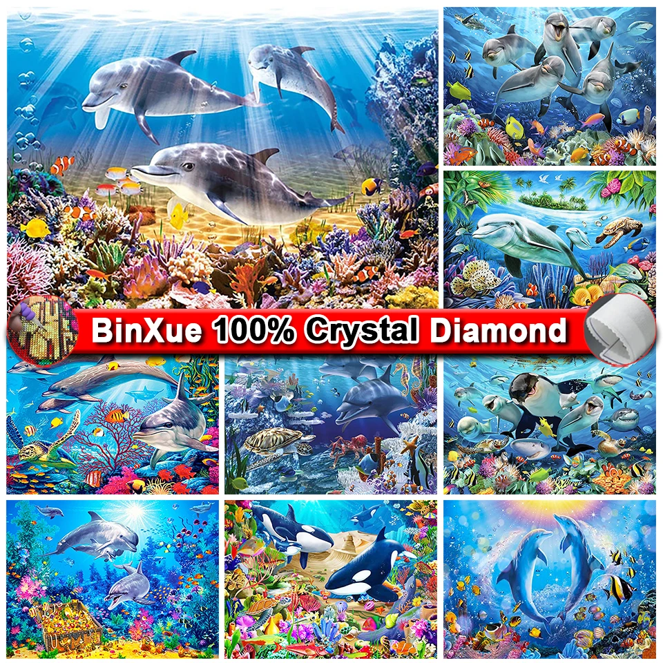 BinXue-5D-DIY-SeaWorld-100-Crystal-Diamond-Painting-Kit-Rhinestone ...