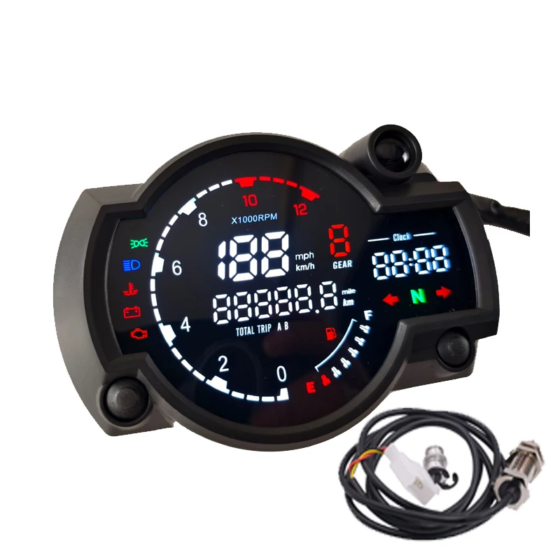 Universal-LCD-Digital-Motorcycle-Odometer-Speedometer-Meter-For-Yamaha ...