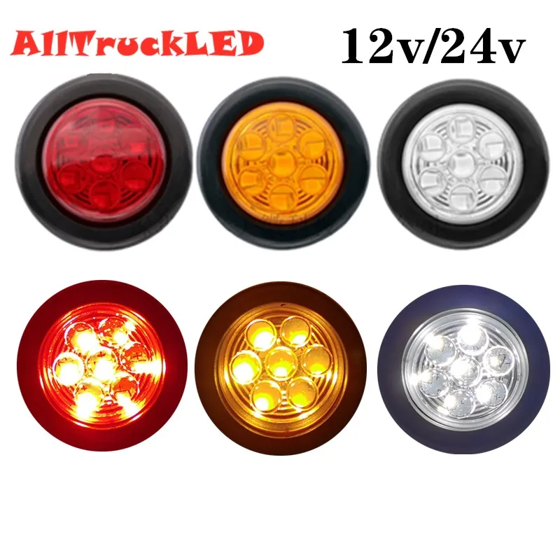 2x 2'' 12V Car External Lights Round LED 24V Auto Bus Truck Trailer ...