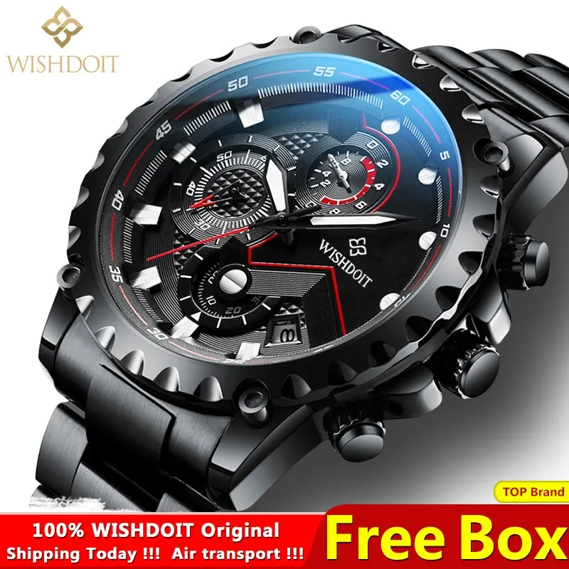 WISHDOIT-Original-Watch-for-Men-Waterproof-Stainless-Steel-Metal-Strap ...