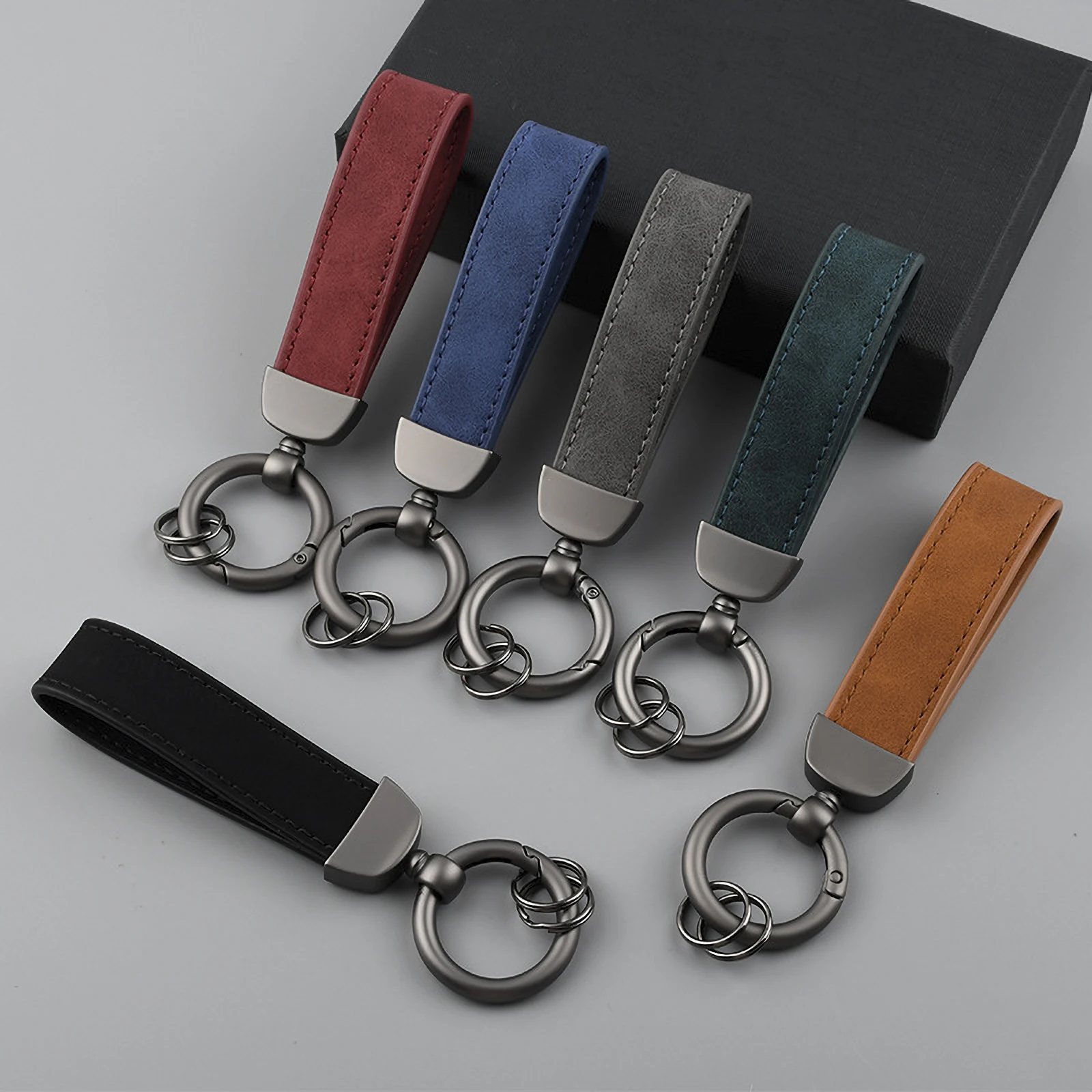 Luxury-Nubuck-Leather-Keychain-Pure-Color-Metal-Alloy-Buckle-Customized ...
