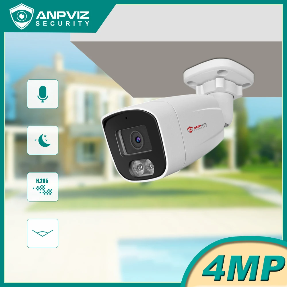 Anpviz 4MP ColorVu PoE IP/Network Mini Bullet Camera Outdoor Security ...