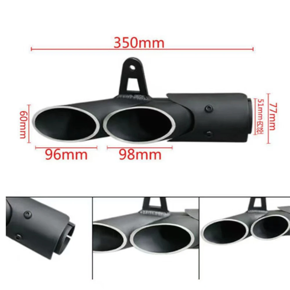 Universal Motorcycle Double Exhaust Muffler, Motorcycle Rear Pipe ...