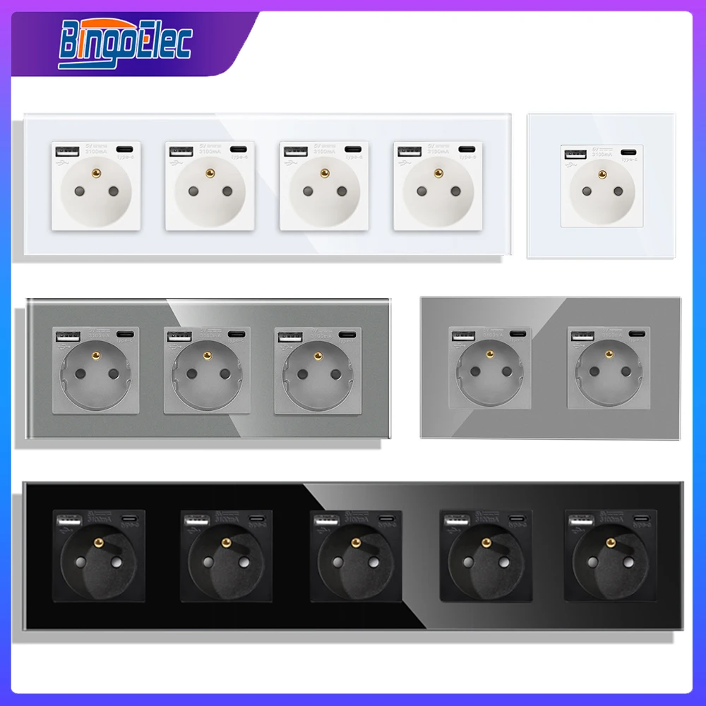 Bingoelec-French-Socket-with-USB-Type-C-Interface-Wall-16A-USB-Charge ...
