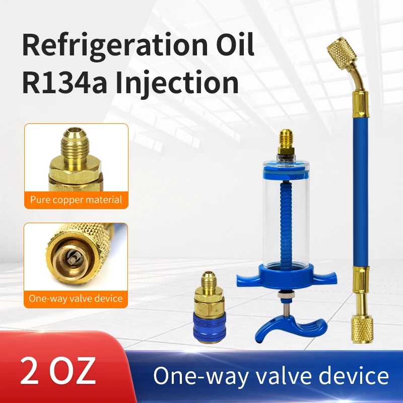Auto A/C Oil/Dye Injector 50ml with r134a Low Side Quick Coupler ...
