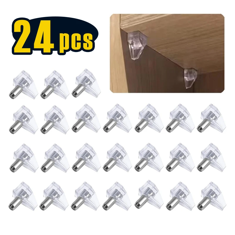 24-96Pcs Clear/White Plastic Cabinet Shelf Support Pins, Clear Shelf ...