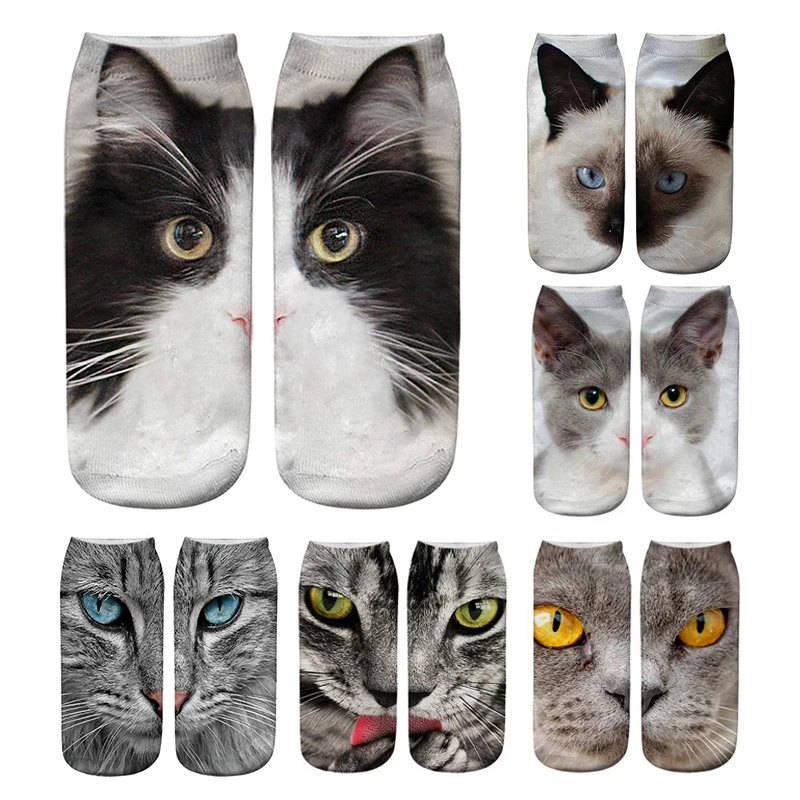 TANABATA-3D-Cat-Printed-Socks-Men-Women-Cartoon-Cats-Animals-Funny ...