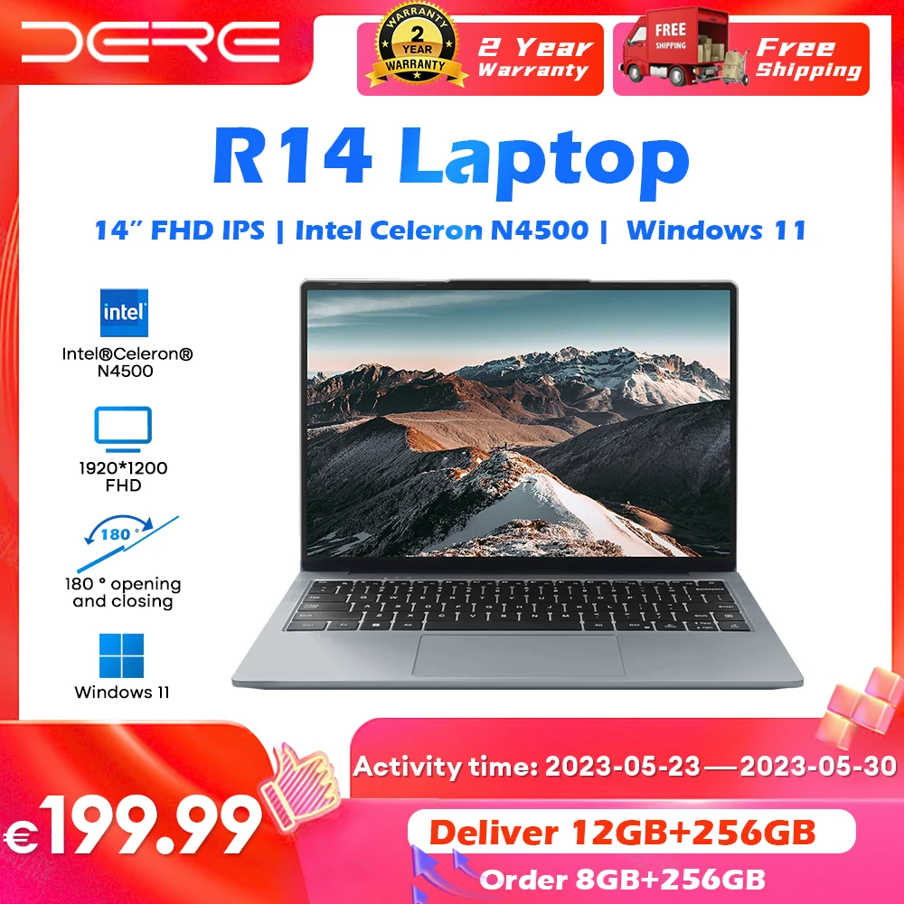 2023 Nieuwe Dere R14 Laptop 14 Inch Fhd 1920*1200 Dual Wifi 12Gb Ddr4 ...