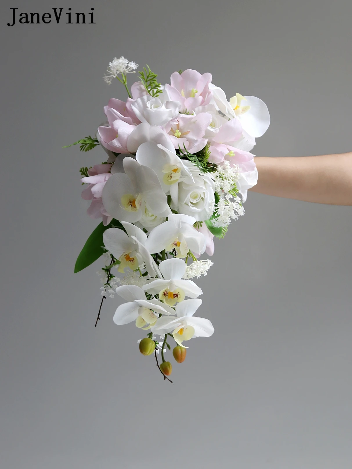 White Orchid Cascading Bouquet