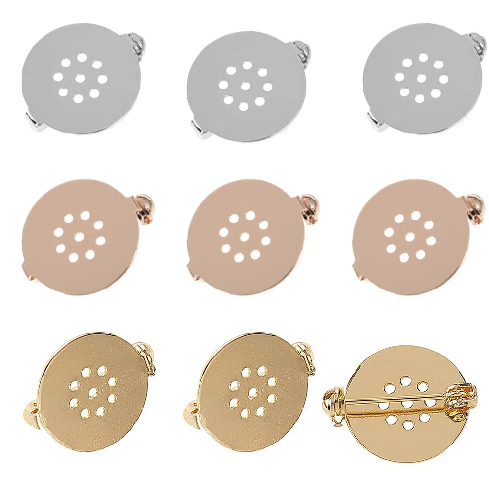 10pcs-17mm-Brooch-Setting-Brass-Blank-Safe-Pin-Cabochon-Base-Tray-Bezel ...