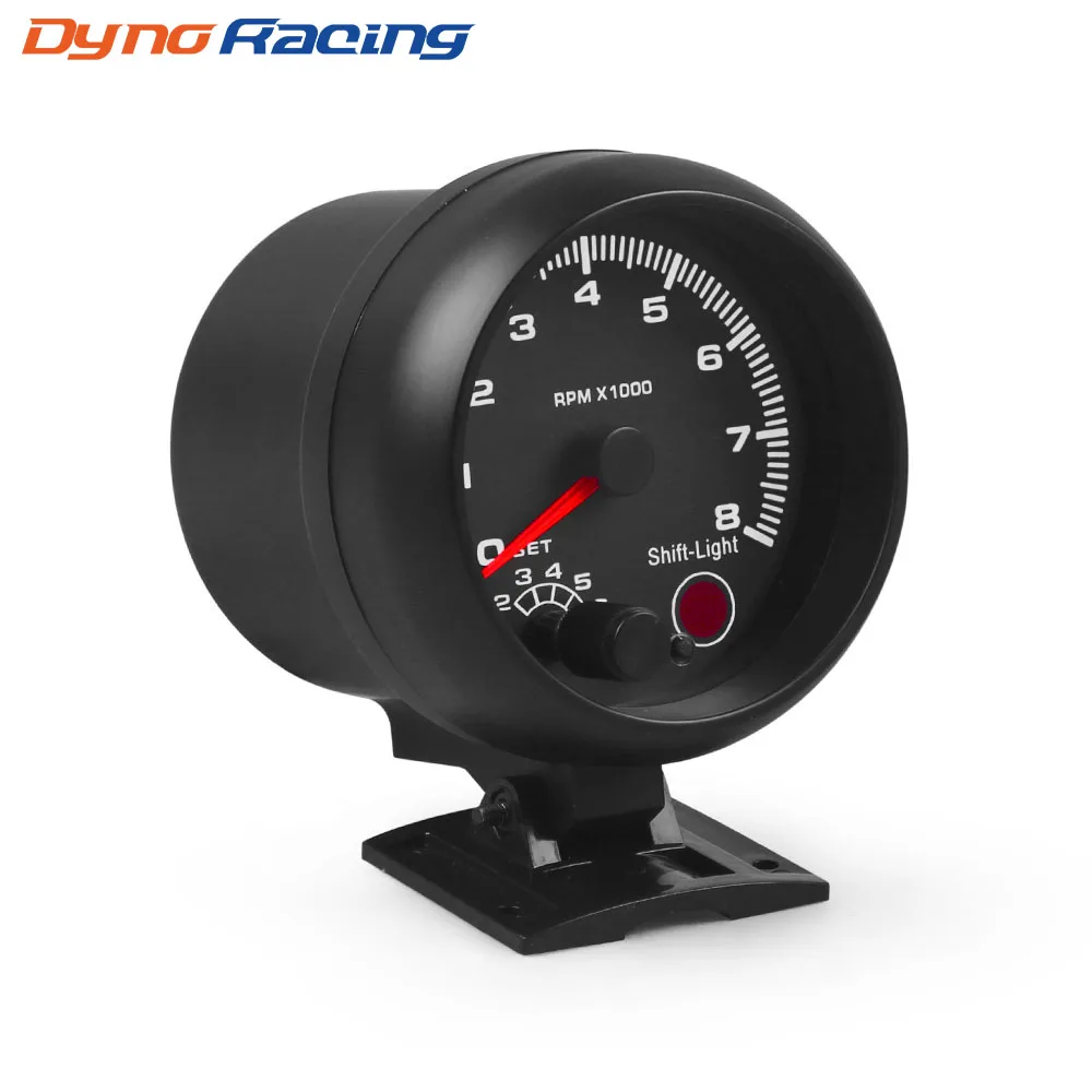 Tachometer 3 3/4" Black color 0-8000 rpm gauge with inter shift light ...