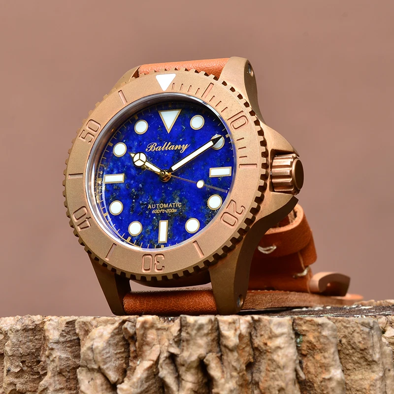Unique-Bronze-Mechanical-Watch-Natural-Stones-Malachite-Or-Lapis-Lazuli ...