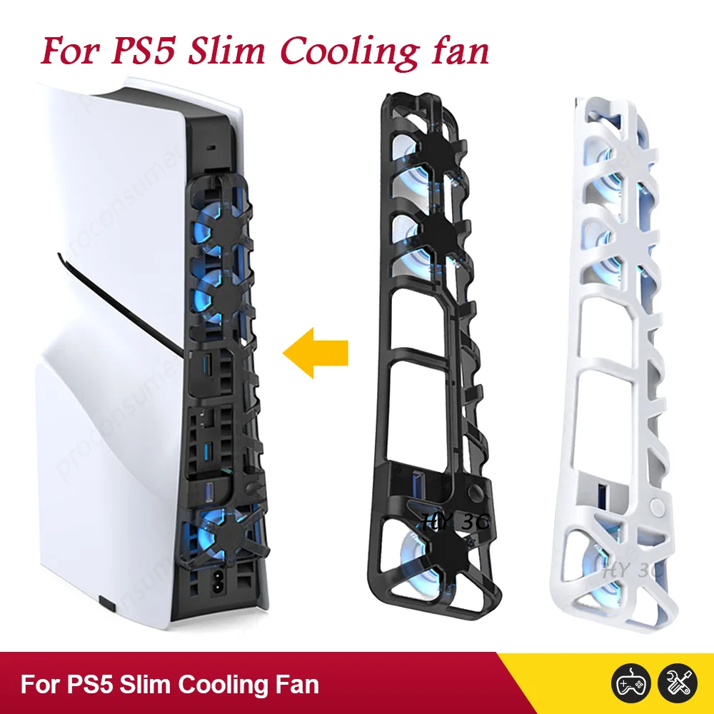 For-PS5-Slim-Cooling-Fan-With-LED-Light-3-Cooling-Fans-High-Efficient ...