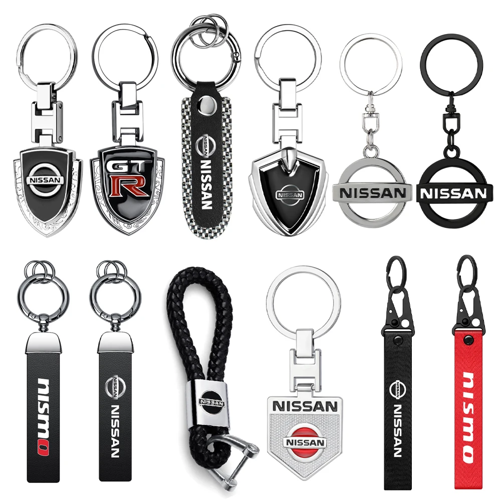 Leather Car Keychain Keyring Key Pendant Trinket Accessories For Nissan ...