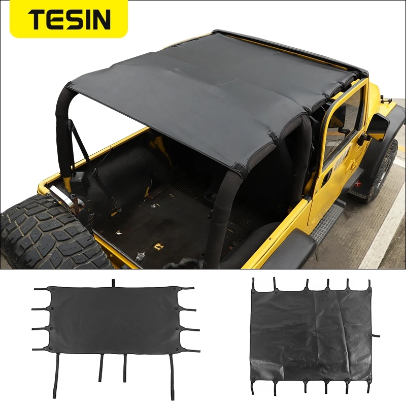 TESIN Car Leather Soft Roof Top Cover For Jeep Wrangler TJ 1997-2006 ...