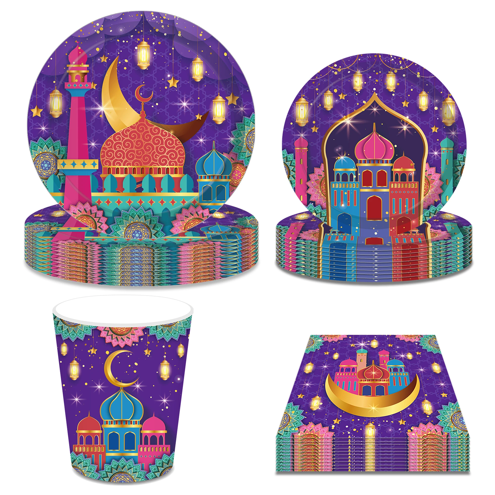Eid-Ramadan-Mubarak-Party-Disposable-Tableware-Sets-Islamic-Muslim-Eid ...