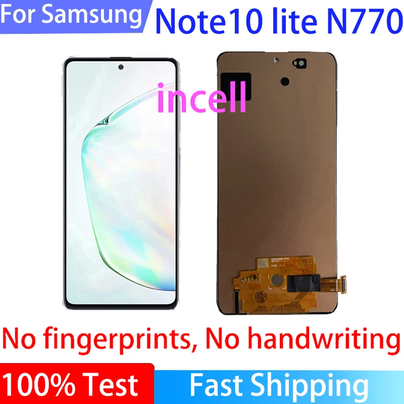 Amoled 삼성 N770 인셀, 노트 10 라이트, 프레임 디스플레이, 노트 10 라이트, N770F, LCD 터치 스크린 ...