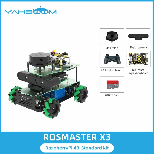 ROSMASTER X3 ROS2 Robot Mecanum Wheel Aluminum Alloy Frame Autopilot ...
