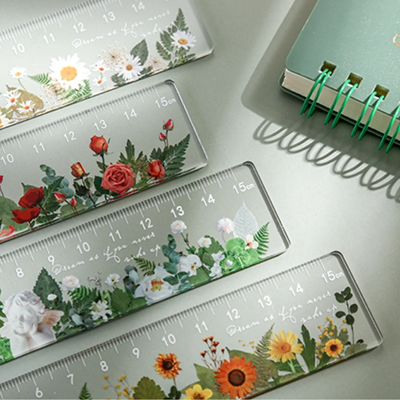 Kawaii-Daisy-Rose-Rulers-Cute-15cm-Straight-Ruler-DIY-Measuring-Tool ...