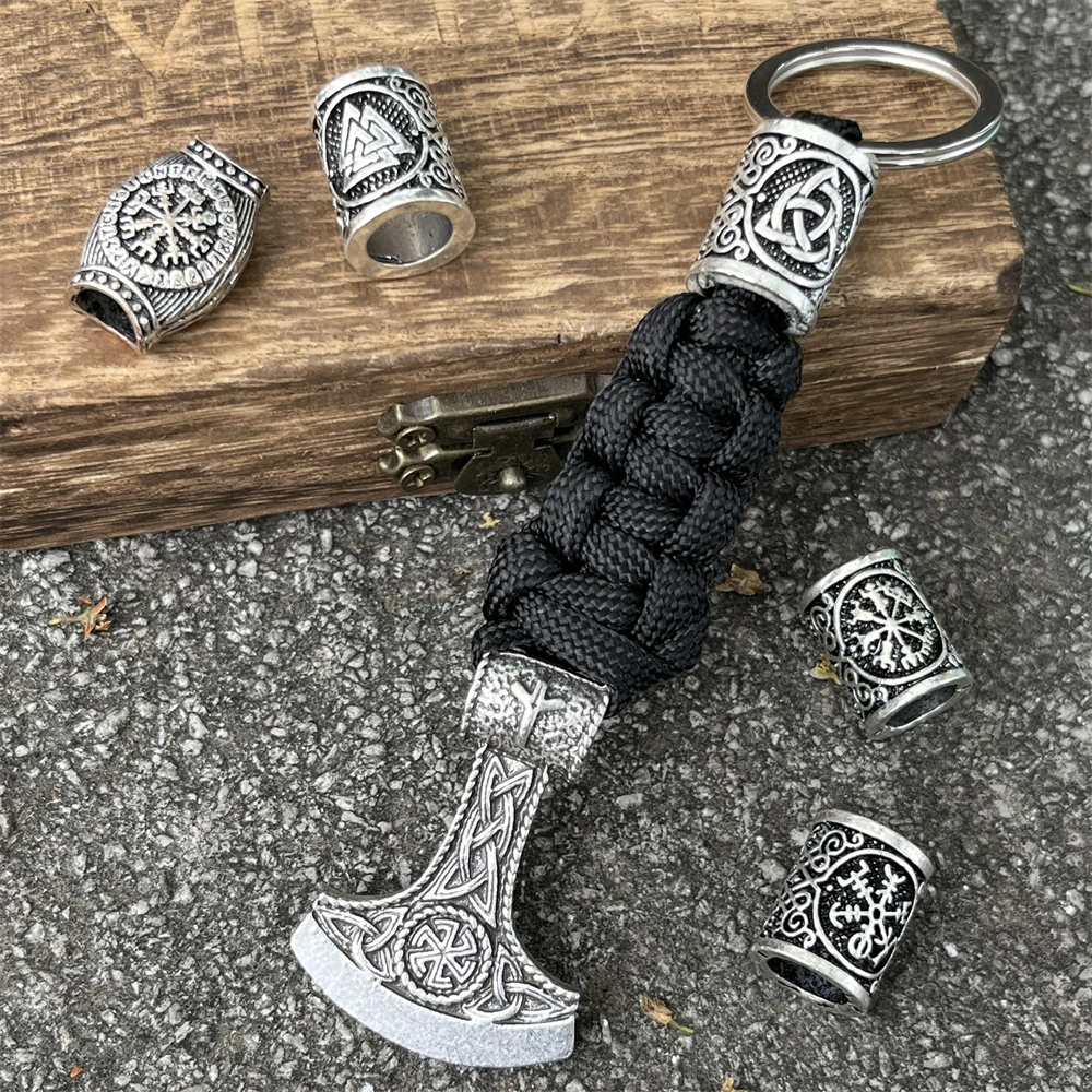 Nostalgia-1Pcs-Viking-Axe-Key-Ring-Slavic-Kolovrat-Rune-ALGIZ-Symbol ...