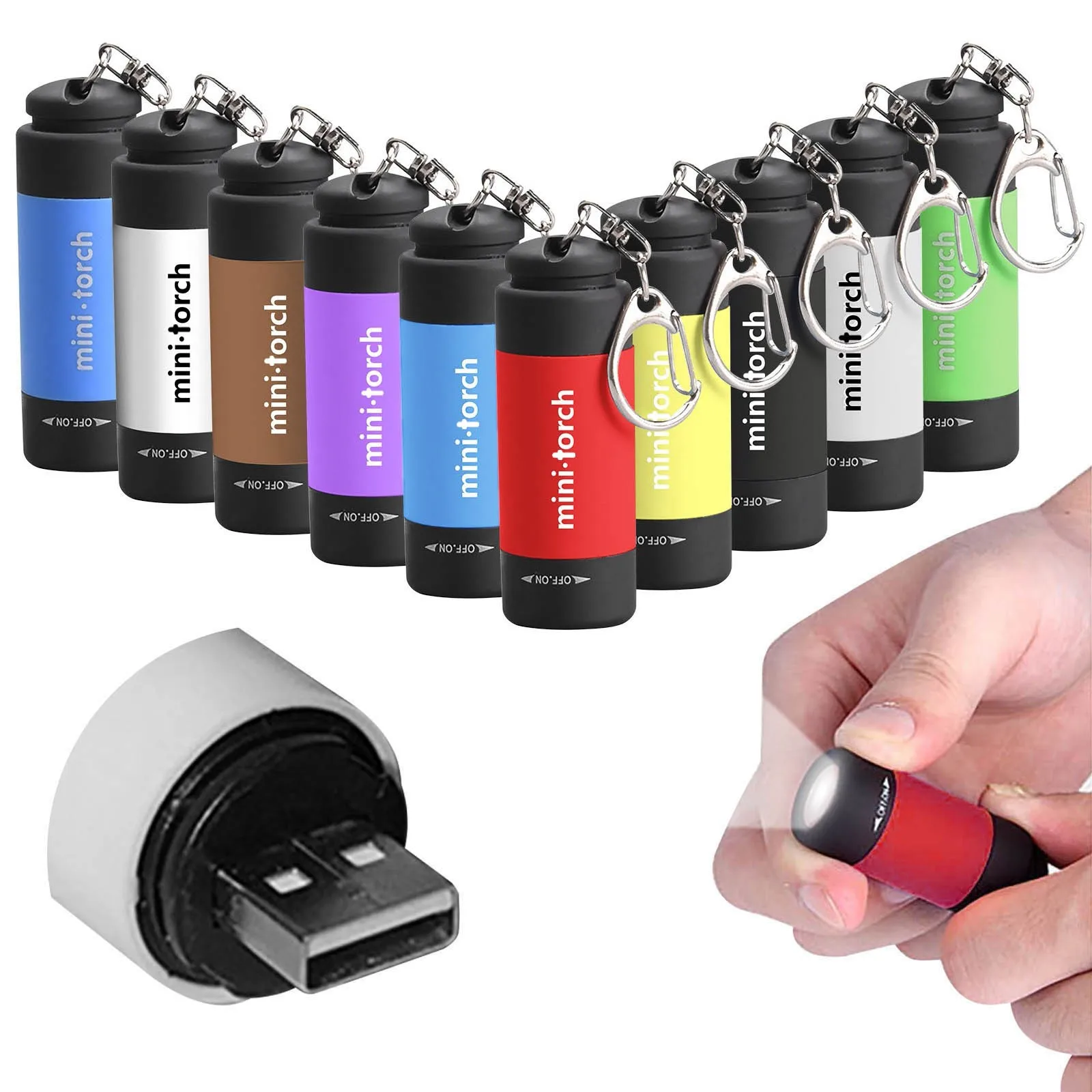 1pc Mini Keychain Pocket Torch USB Rechargeable LED Light Flashlight ...