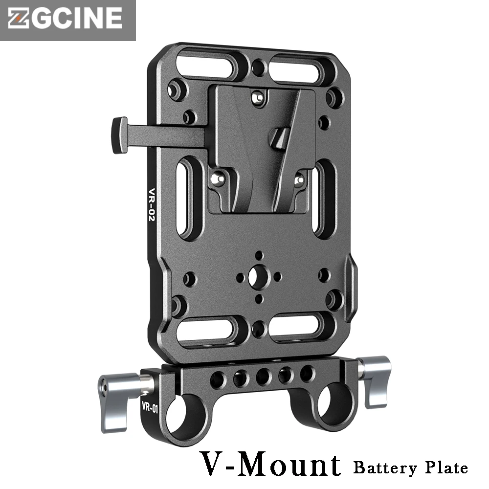 Zgcine Vr-02 V Mount Battery Plate With 15mm Rod Clamp Standard V Lock ...