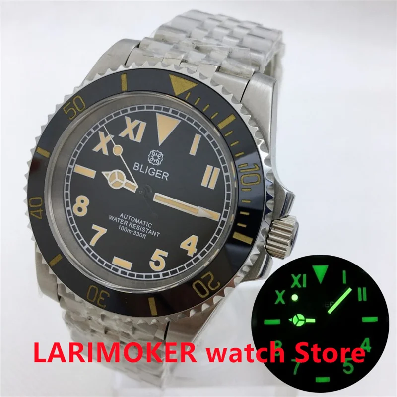 BLIGER 40mm Vintage Dive Watch For Men's Japan NH35A Miyota PT5000 ...