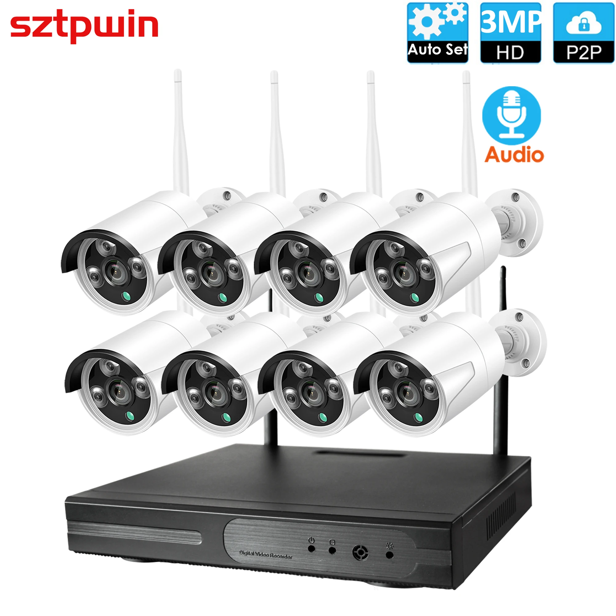 8CH-3-0MP-HD-Audio-Wireless-NVR-Kit-P2P-Indoor-Outdoor-IR-Night-Vision ...