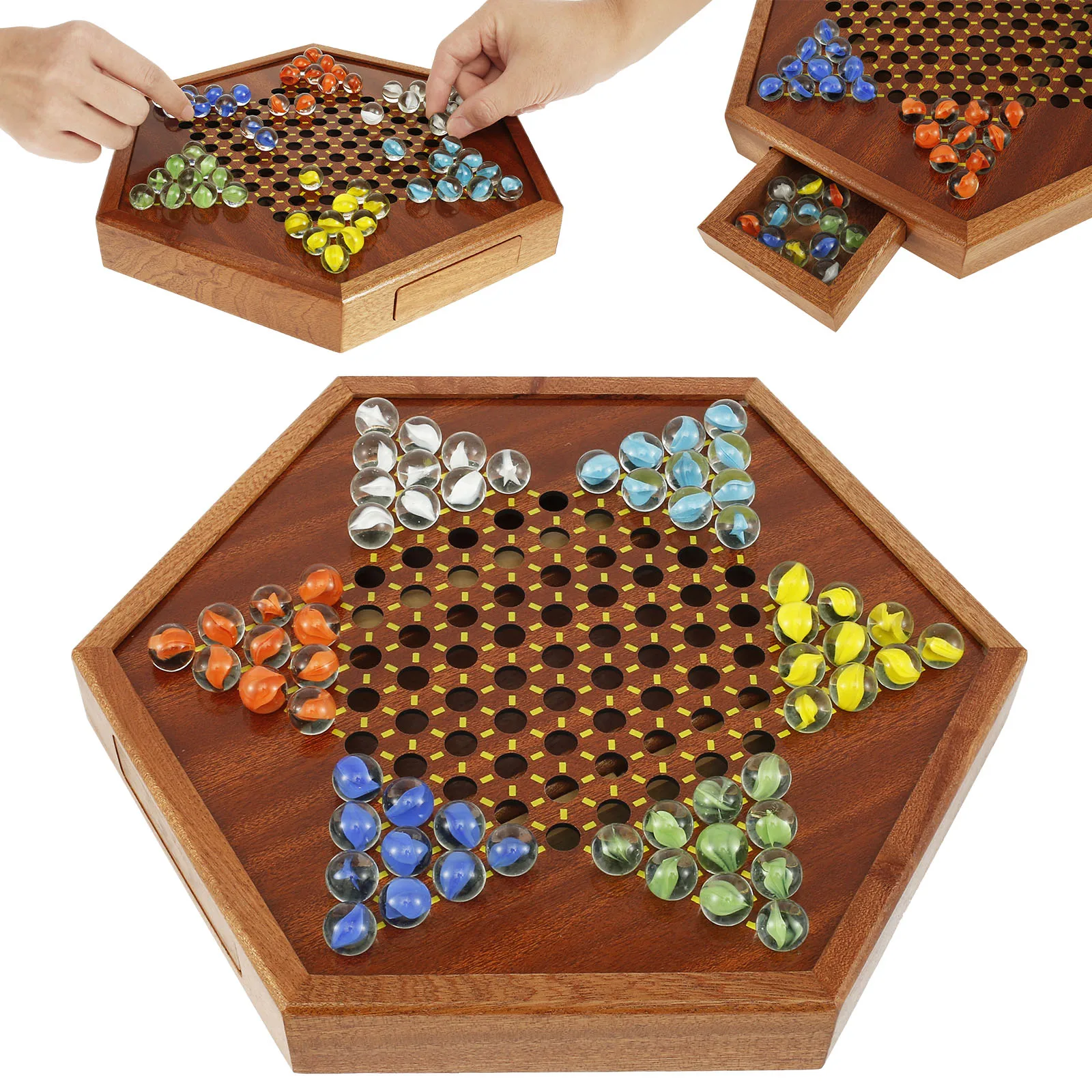 Chinese-Checkers-Wooden-Chinese-Checkers-Game-Fun-Board-Game-With ...