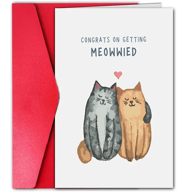 1pc-Cute-cats-wedding-card-Congratulations-engagement-marriage-card-for ...