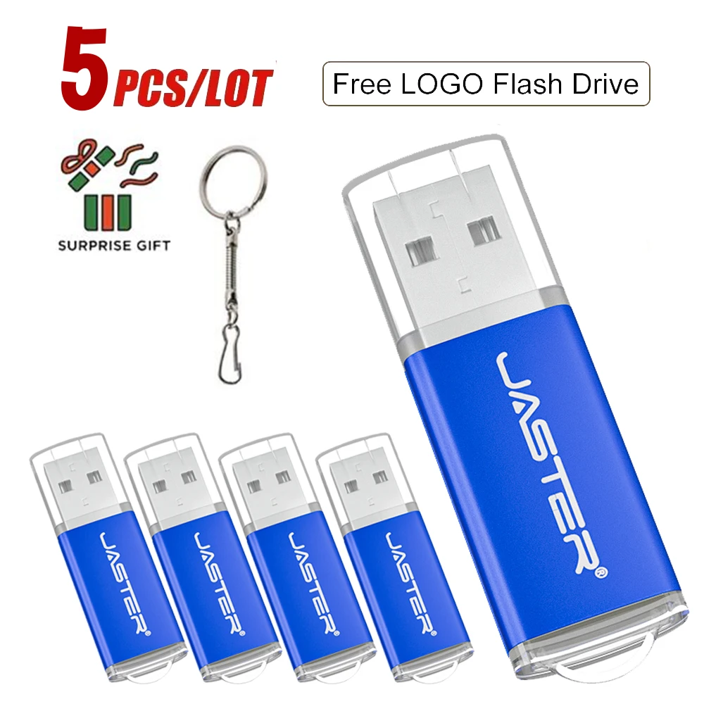 Free Custom LOGO 5PCS/LOT Blue USB Flash Drive 128GB Pen Drive 64GB ...