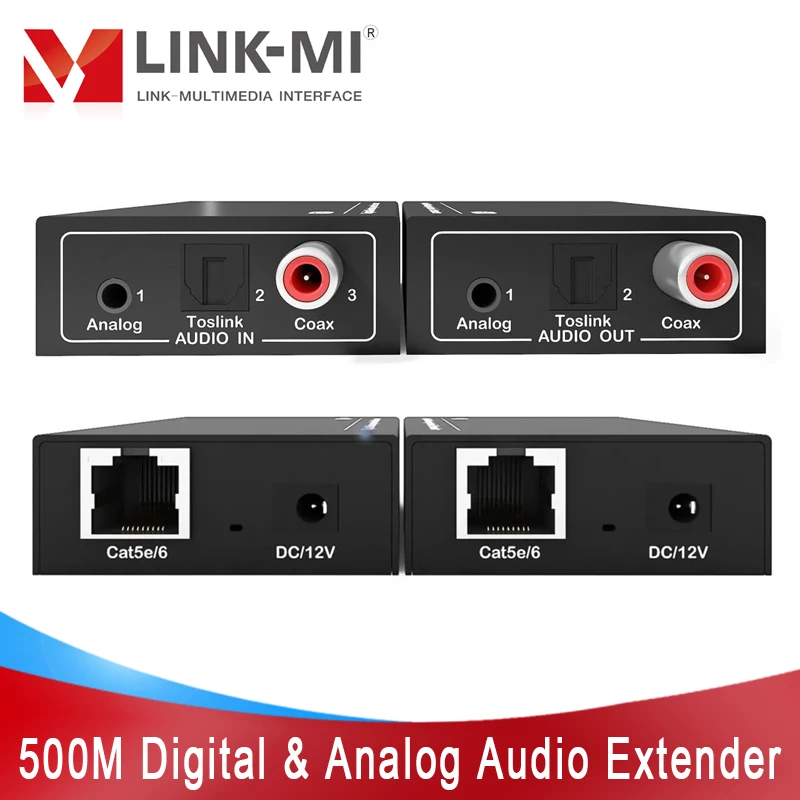 LINK-MI-500m-Digital-Analog-Audio-Extender-over-Cat5e-6-Cable-Support ...