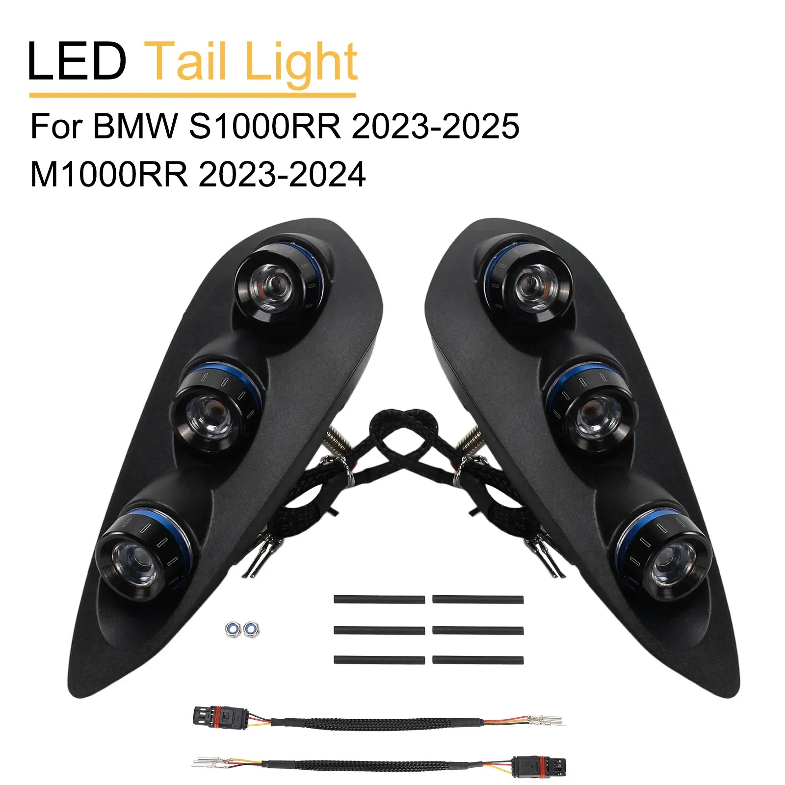 1 Pair Blue Motorcycle LED Integrated Tail Light Rear Turn Signals ...
