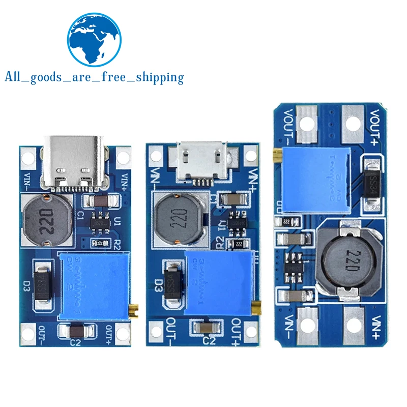 TZT-MT3608-DC-DC-Adjustable-Boost-Module-2A-Boost-Plate-Step-Up-Module ...