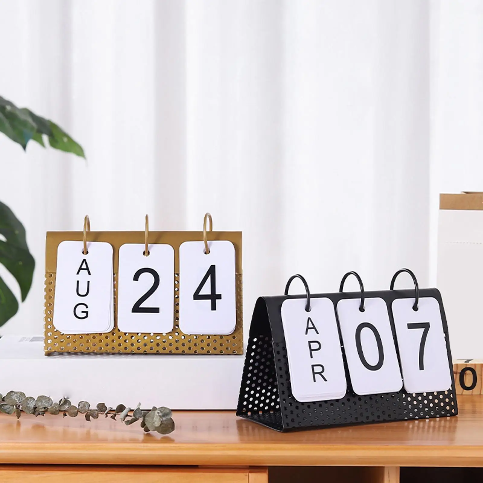 Creative Flip Perpetual Calendar, Table Iron Free Standing Home Office ...