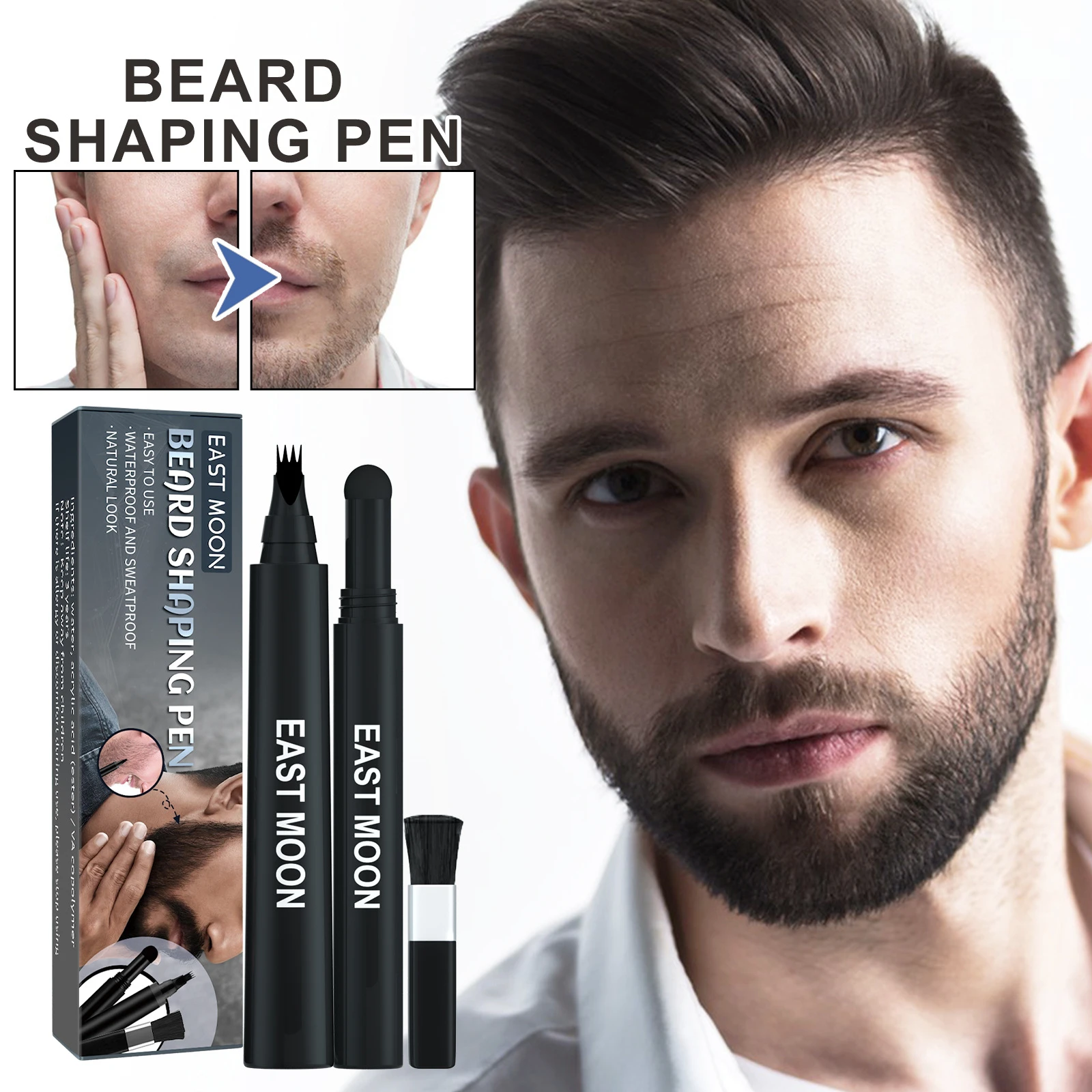Men Hair Beard Pencil Filler Brush Set Beard Coloring Enhancer ...