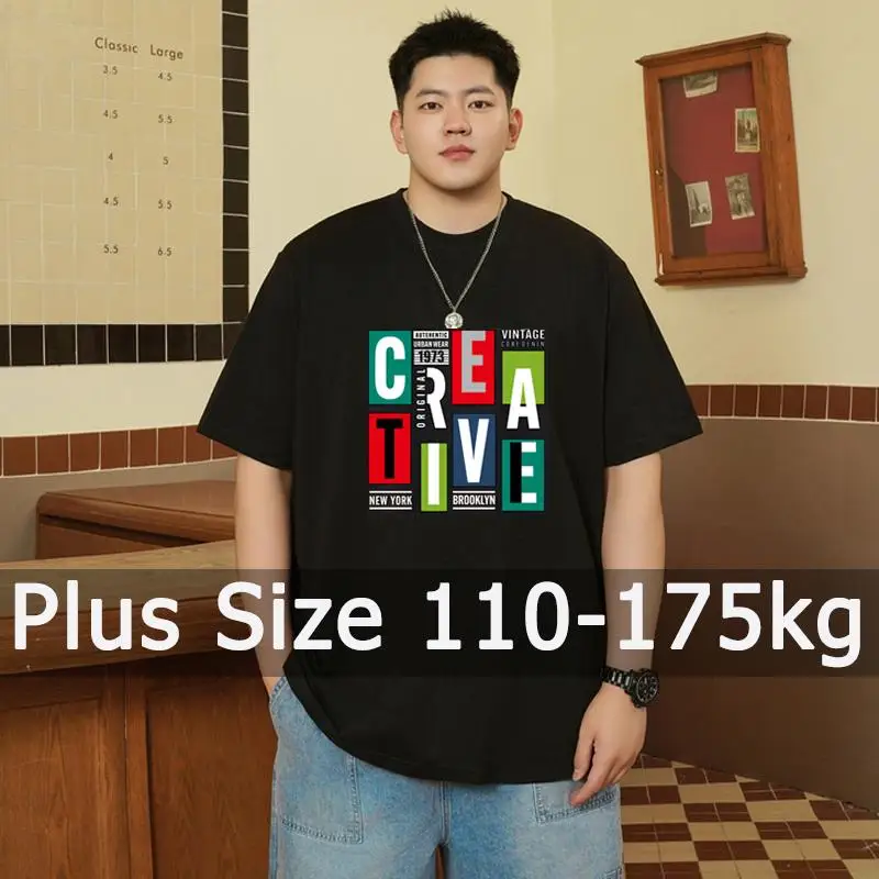 Men Oversized T-shirt Plus Size 4XL 5XL 6XL 7XL Printed Tees 110-175kg ...