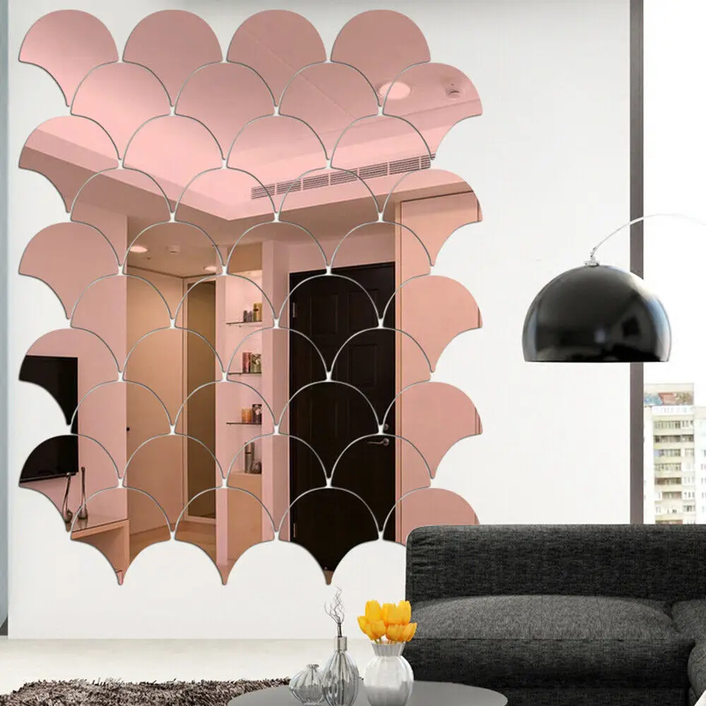 10Pc-Wave-Shaped-Acrylic-Mirror-Sticker-Wall-Decal-Living-Room-Bedroom ...