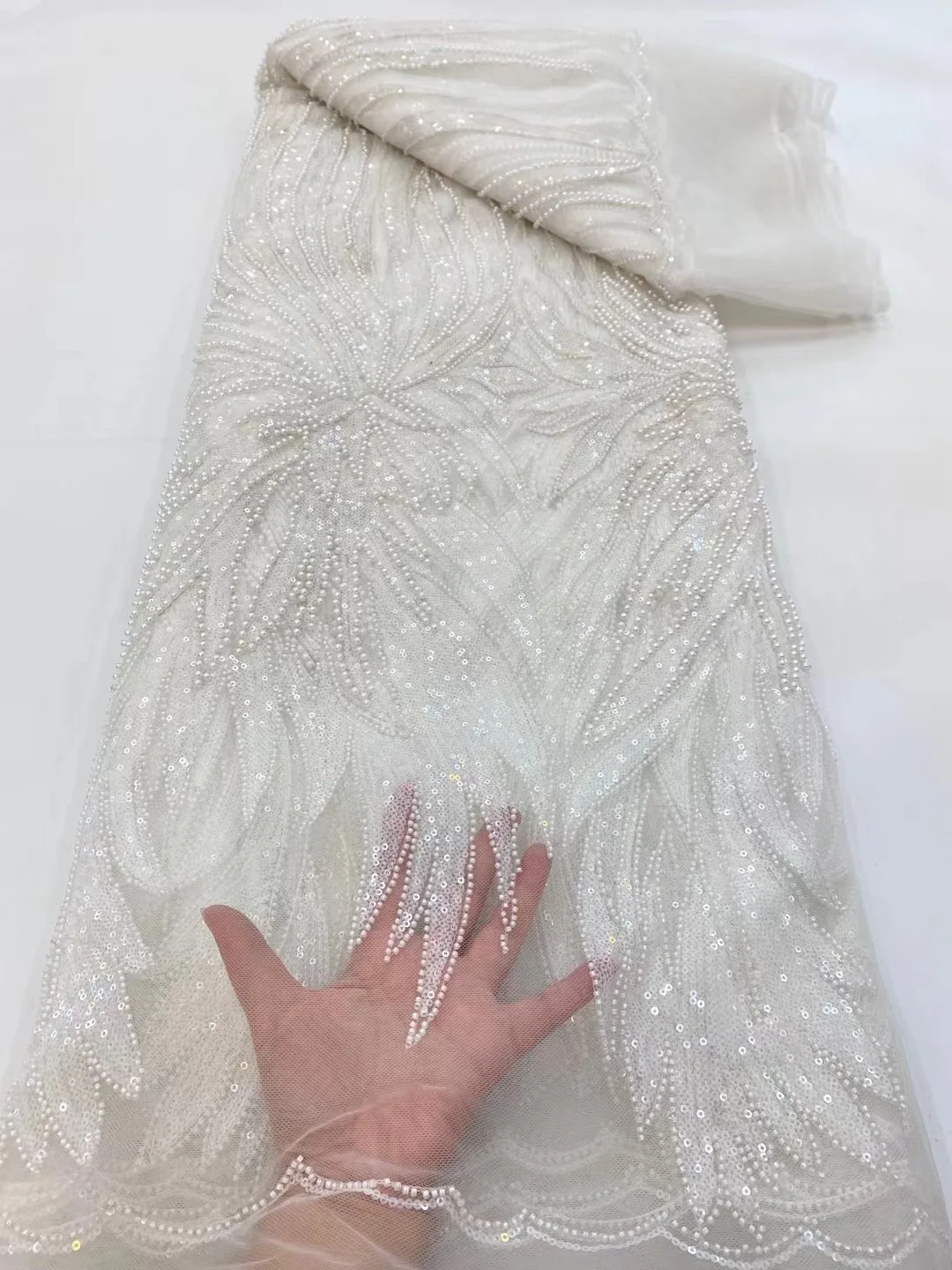 Off White Sequin Fabric