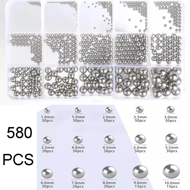 580pcs Steel Ball High Precision Bearing Ball Small Smooth Solid Bead ...
