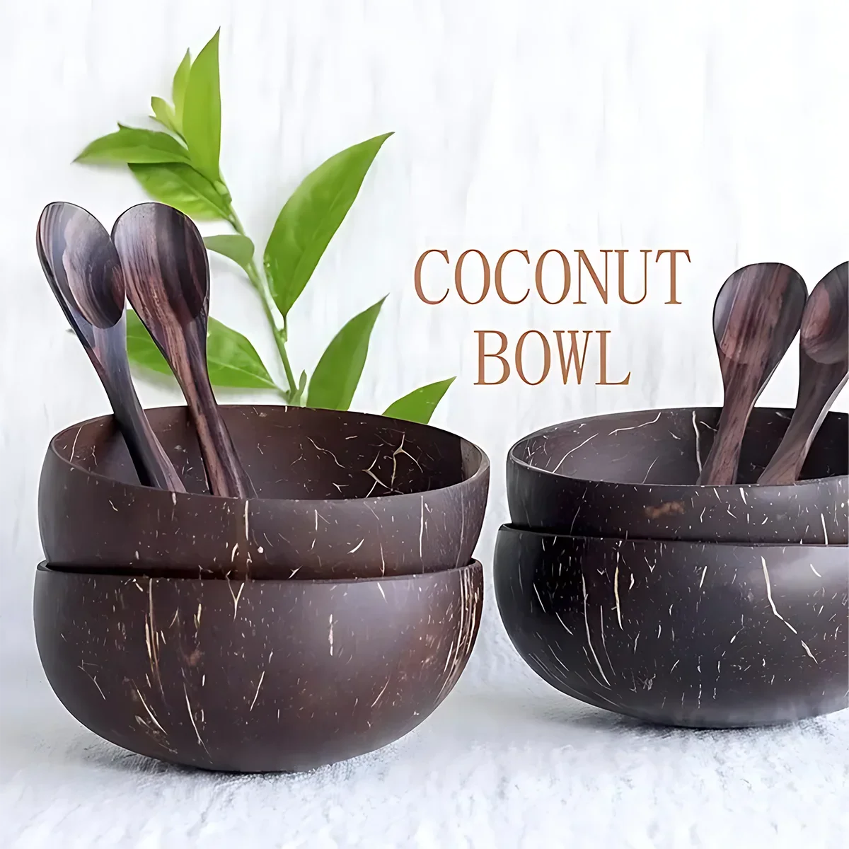 4PCS-Natural-Coconut-Bowl-Wooden-Handmade-Coconut-Bowl-Dinnerware-Set ...