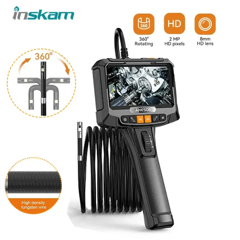INSKAM 360° Two-ways Steering Industrial Endoscope Camera 8mm 6.5mm ...