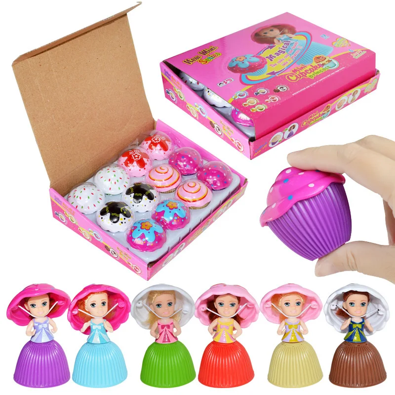 12Pcs Mini Beautiful Cake Cupcake Princess Doll Toy Cartoon Lovely ...