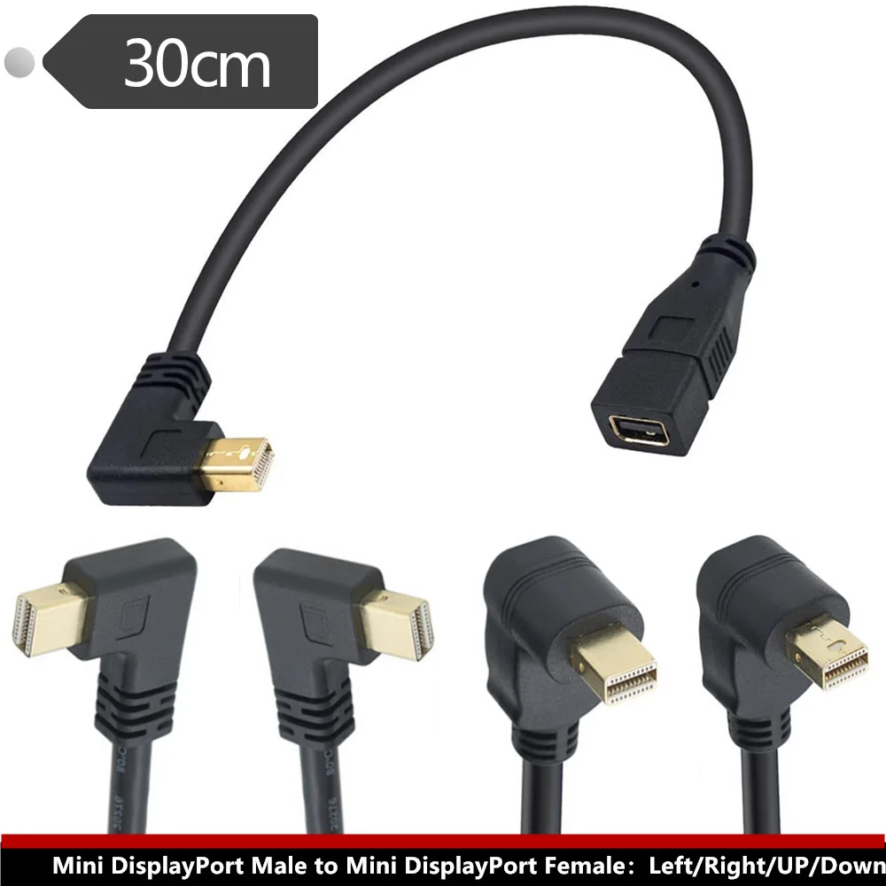 4K-0-3m-Mini-DisplayPort-Male-To-Female-90-Degree-Up-Down-Left-Right ...