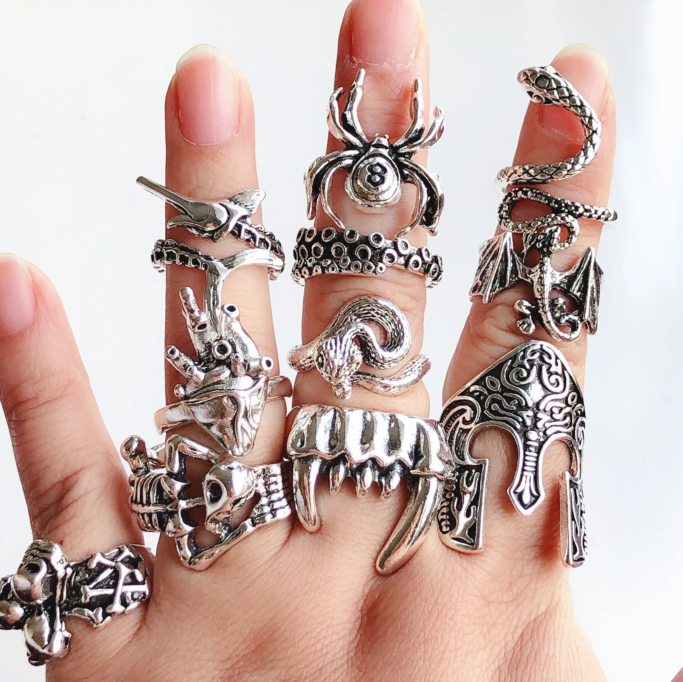 wholesale 36/50pcs/lot 36 styles popular punk goth rings men and women ...