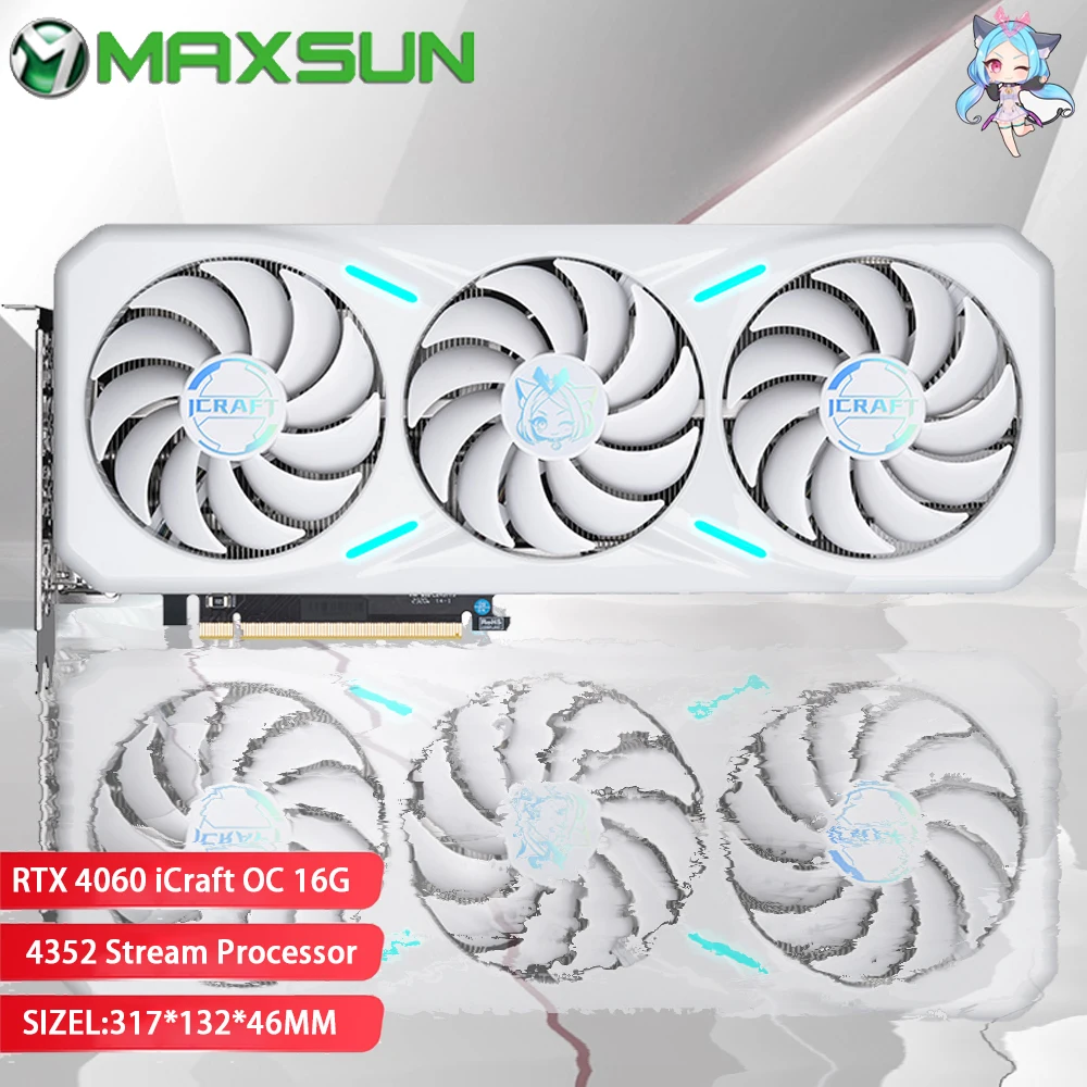 MAXSUN-World-Premiere-RTX-4060Ti-iCraft-OC16G-GDDR6-GPU-Computer-PC ...