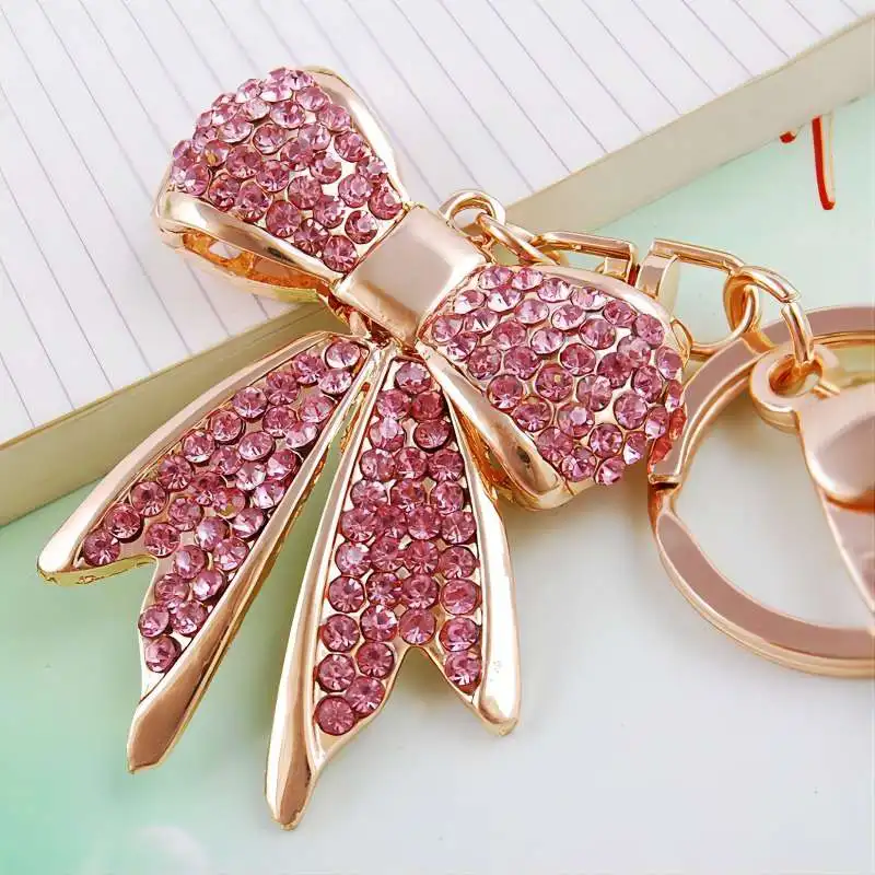 1-PC-Sparkly-Golden-Color-Rhinestone-Bow-Keychains-for-Women-Charms-for ...