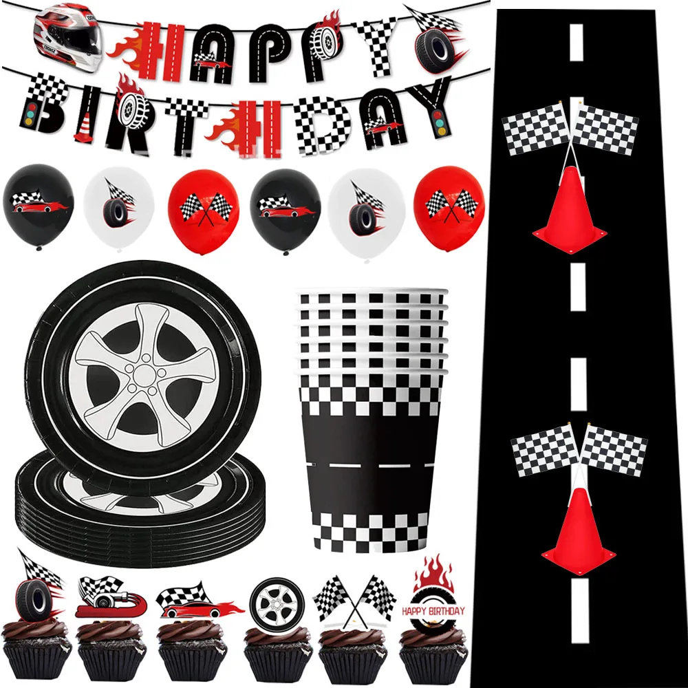 Race-Car-Wheel-Checkered-Party-Supplies-Birthday-Banner-Balloons ...