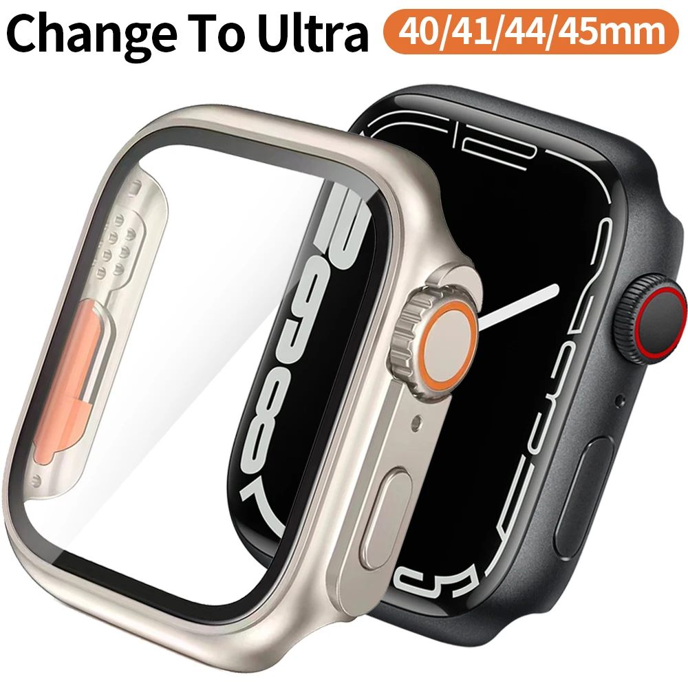 Glass-Cover-for-Apple-Watch-SE-6-5-4-44mm-40mm-Case-Bumper-Change-to ...