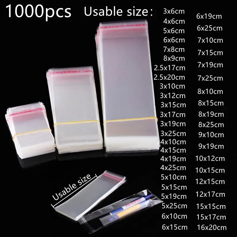 1000pcs Transparent OPP Ziplock Plastic Bag Jewelry Gift Gift Box ...